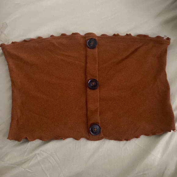 Heart and Hips | Tops | Tube Top A Warm Tone Brown Color With Lettuce ...